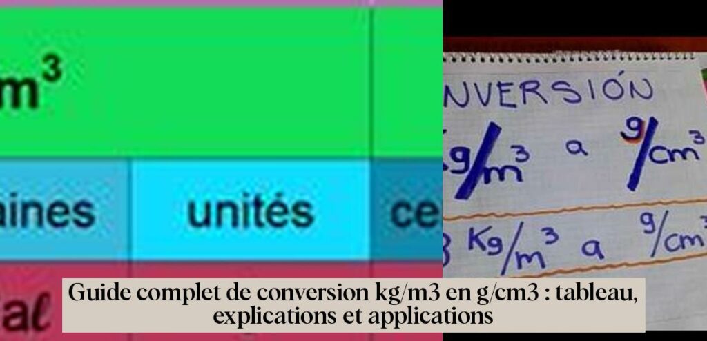 Guide complet de conversion kg/m3 en g/cm3 : tableau, explications et ...